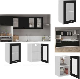 vidaXL H&auml;ngeglasschrank Schwarz 40x31x60 cm Holzwerkstoff - K&uuml;chenregal - Wandregale - H&auml;ngeoptik - Glasvitrine - K&uuml;chenorganisation