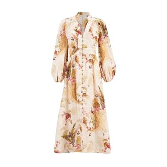 Zimmermann MultiColour Ballon&auml;rmel V-Ausschnitt Kleid - - Dresses - Damen - Mehrfarbig - S
