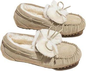 Generic NYSBH Chaussures style haricot pour femme, chaussures plates d&eacute;contract&eacute;es et chaudes, chaussures de travail confortables pour le travail, marron, 37.