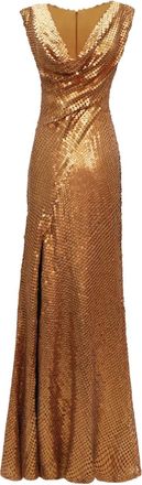 Gemy Maalouf cowl-neckline slit maxi dress - Gold