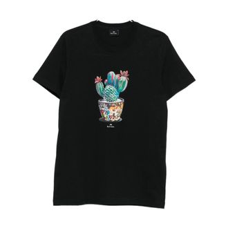 Paul Smith Homme, Tops, Noir, Taille: 2XL T-Shirt Cactus