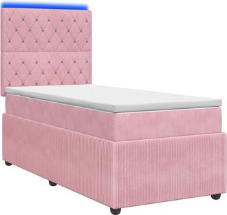 vidaXL Letto Box Spring Led Con Materasso Rosa 80 X 200 Cm Velluto Vidaxl