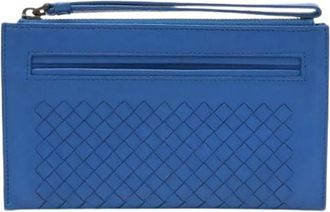 Bottega Veneta Sac pochette en cuir Intrecciato Pre-owned - Femme - Pre-owned - Bleu - Taille: ONE Size
