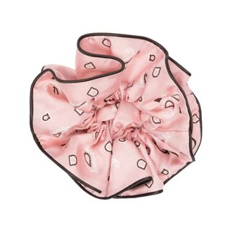 Ferragamo Femme, Accessoires, Rose, Taille: ONE Size Gancini-print Silk Scrunchie