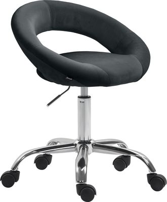 Clp Arbeitshocker Olinda Samtbezug I Rollhocker mit R&uuml;ckenlehne I Arbeitsstuhl auf Rollen h&ouml;henverstellbar und drehbar, Farbe:schwarz