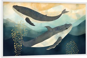 artboxONE Poster mit weißem Rahmen 90x60 cm Tiere Blauwal Liebe - Bild wandbild wale