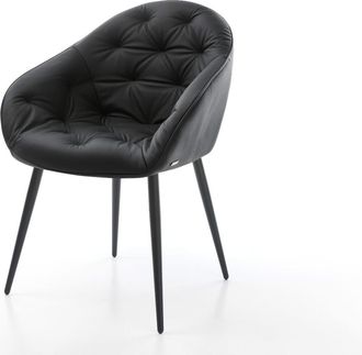 DELIFE Esszimmerstuhl Gaio-Flex Echt-Leder Schwarz 4-Fuß konisch Schwarz, Esszimmerstühle