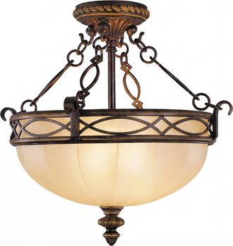 Licht-Erlebnisse Kunstvolle Deckenleuchte ANABELL 1 Braun Creme Glas Premium Landhaus Design Lampe Wohnzimmer Esszimmer