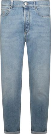 Brunello Cucinelli logo-patch jeans - Blau