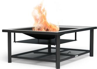 Blumfeldt Merano Avanzato l Feuerschale - 3-in-1 Feuerschale mit Grillrost & Tisch, robuster Stahlrahmen, Terrazzo-Tischplatte, inkl. Funkenschutz, Schürhaken