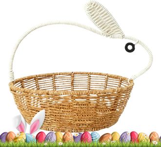 Generic Rattan Korb - Osterhase Griff Aufbewahrungsbox - Dekorative K&ouml;rbe f&uuml;r Heimdekoration,F&uuml;r Organisation K&uuml;che Vorratsschrank Schlafzimmer Kinderzimmer B