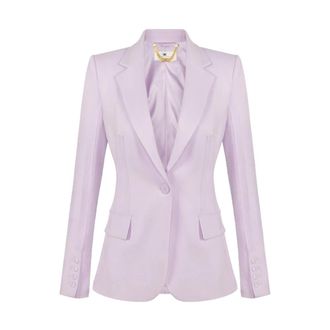 Elisabetta Franchi Femme, Vestes, Violet, Taille: 42 FR Blazer Double &Eacute;paisseur en Cr&ecirc;pe Stretch