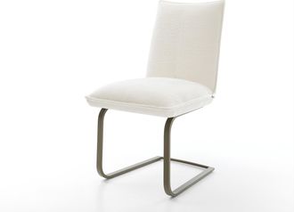 DELIFE Freischwinger Lelio-Flex Boucl&eacute; Soft Beige Freischwinger flach Effektfinish Titan Taschenfederkern, Esszimmerst&uuml;hle