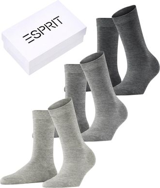 Esprit Esprit Damen Socken Solid Mix 3-Pack, Nachhaltige biologische Baumwolle Lyocell, 3 Paar, Mehrfarbig (Sortiment 20), 35-38