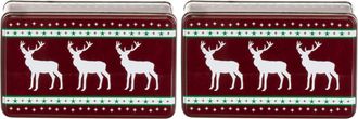 Brandsseller 2er Set Keksdose Rentier Weihnachtsdose Plätzchendose Gebäckdose Metall