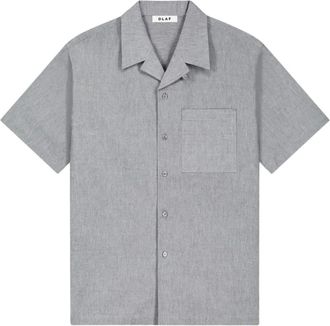 Olaf Hussein Homme, Chemises, Gris, Taille: XL Seersucker Camp Shirt M250300