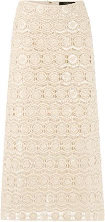 Marc Cain Femme, Jupes, Beige, Taille: 44 FR Ajour-Rock mit Mini-Perlen