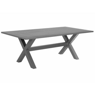 Beliani Beliani - Table de jardin repas 200 x 105 cm - Aluminium gris mat - 6 places - R&eacute;sistante aux UV et &agrave; lhumidit&eacute; - Surface lisse pour nettoyage facile