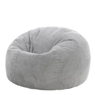 Icon Brand Kingston Sitzsack Cord, Grau, Sitzsack Erwachsene mit Füllung, Bean Bag, Cord Sessel, Lounge Sessel, Lounge Stuhl, Schlafzimmer, Wohnzimmer, Wohnzimme