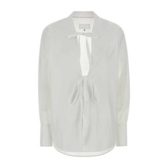 Maison Margiela V-neck Baumwollhemd - - Blouses & Shirts - Damen - Wei&szlig; - S