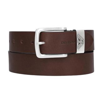 Emporio Armani Lederg&uuml;rtel mit Logo-Schnalle - - Accessories - Herren - Braun - 90 CM