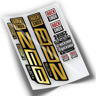 Generico Ref: VP445 Aufkleber, kompatibel mit Rock-Shox ZEB SELECT PLUS 2021, 2025 MTB, Sticker, Aufkleber, Mountainbike-Vinyl. (verchromtes Gold)