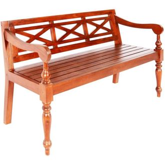 vidaXL Vidaxl - Banc Batavia 123 cm Bois dacajou massif Marron fonc&eacute;