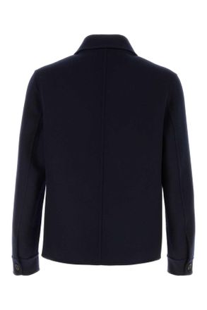 Burberry Navynavycheck Exterior: Wool Giacche E Gilet Jacket