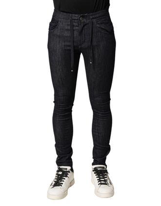 Dolce & Gabbana Black Cotton Stretch Skinny Denim Men Jeans Co+02+polietilentereftalat Clothing