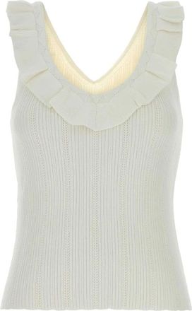 Blumarine Femme, Pulls, Blanc, Taille: 36 FR V-neck Tricots