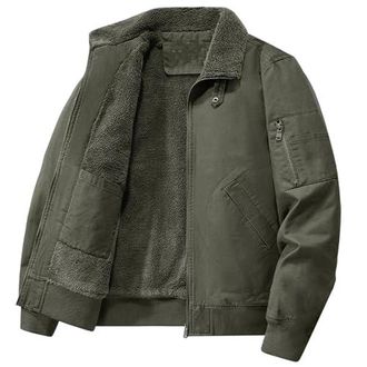 Generic Manteau dhiver vintage épais à manches longues et fermeture éclair pour homme, Army En8, XXL