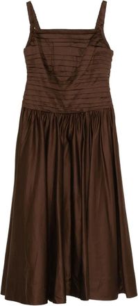 Aje robe mi-longue Star à design plissé - Marron