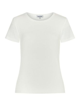 More & More Kurzarmshirt dezent gl&auml;nzendes Ripp-Shirt