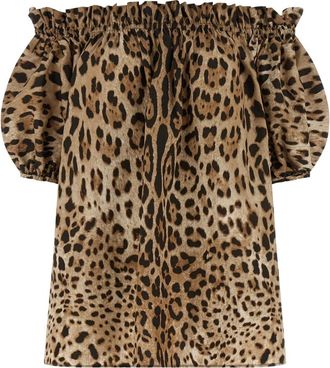 Dolce & Gabbana Femme, Blouses et Chemises, Multicolore, Taille: 46 FR Haut en popeline &agrave; &eacute;paules d&eacute;nud&eacute;es