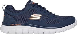 Skechers Burns Agoura Baskets de course en matériau synthétique pour homme, Bleu marine/orange., 46 EU