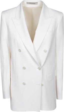 Tagliatore Femme, Vestes, Blanc, Taille: 36 FR Linen textur&eacute; &agrave; double boutonnage