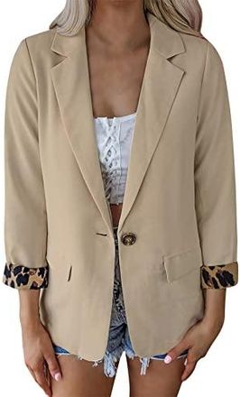 Generic Vestes pour femmes, couleur unie, coupe ajust&eacute;e, un bouton, manches moyennes, veste de costume de loisirs 2026, C, XXL