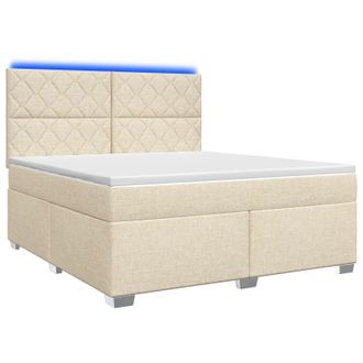 vidaXL Letto Box Spring Con Materasso Crema 160 X 200 Cm Tessuto Vidaxl