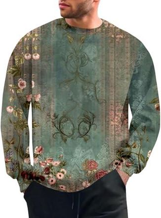 Generic Pull à col rond pour homme - Mode printemps et automne - Décontracté - Manches longues - Couleur unie - T-shirt à manches longues - Sweat-shirt dhiver