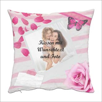 Indigos UG Foto-Kissen mit eigenem Foto individuell Bedruckt - Rose - selbst gestalten - 38x38 cm - bunt - mit Kissenf&uuml;llung - personalisierte Geschenkidee - Kop