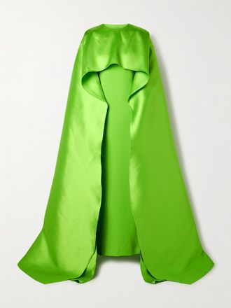 Solace London Leni Robe Aus Cr&ecirc;pe Und Faille Mit Cape-effekt - Gr&uuml;n
