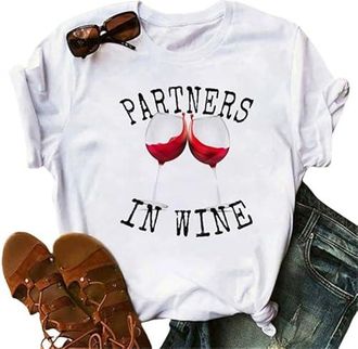 Keephen Verre &agrave; Vin T-Shirt pour Femmes Nouveaut&eacute; Verre &agrave; Vin Impression 3D T-Shirts &Eacute;t&eacute; Col Rond Manches Courtes Chemises &Eacute;t&eacute; Tee Casual Tops