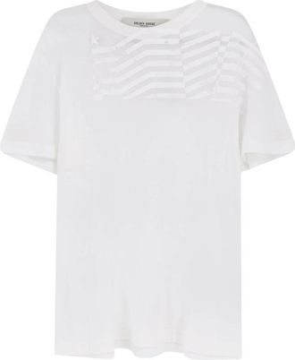 Golden Goose Homme, Tops, Blanc, Taille: L T-shirt &agrave; Manches Courtes et Col Rond