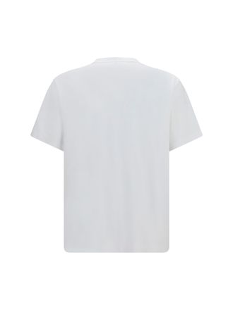 Prada Mens Cotton T-Shirt With Triangle Logo Bianco T-Shirts And Polos