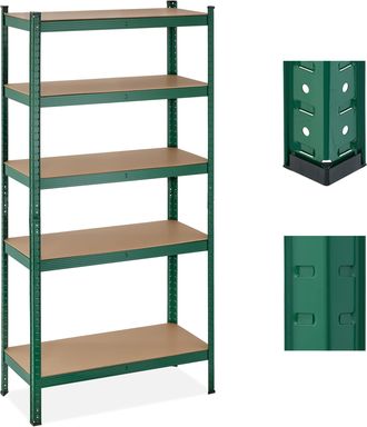 Relaxdays Schwerlastregal, 5 Ebenen, HBT 180 x 90 x 40 cm, 875 kg Tragkraft, Metall, Lagerregal für Keller, Garage, grün