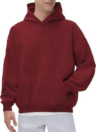 Generic 2026 Sweat &agrave; capuche uni pour homme d&eacute;contract&eacute; en coton &agrave; manches longues pour entra&icirc;nement int&eacute;rieur et ext&eacute;rieur, bordeaux, XXL