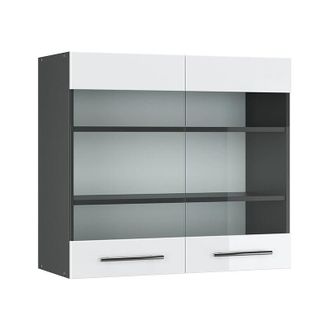 Vicco Meuble de cuisine haut vitr&eacute; Fame-Line, Blanc Haute brillance, 80 cm Vicco