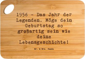 Mr. & Mrs. Panda Holzbrett Spruch 1956 Geburtstag - Geschenk, Gl&uuml;ckwunsch, Fr&uuml;hst&uuml;cksbrettchen, Schneidebrett, Alter, Fr&uuml;hst&uuml;cksbrett, Meilenstein, Jahr der Legenden, 