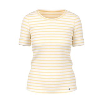 Marc Cain Gestreiftes T-Shirt aus Baumwollripp - - Tops - Damen - Gelb - L