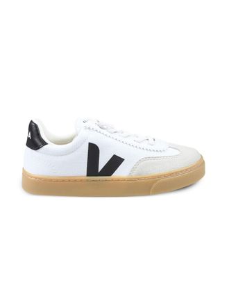 Veja Boys White Low Top Sneakers With Logo Detail Canvas Trainers
